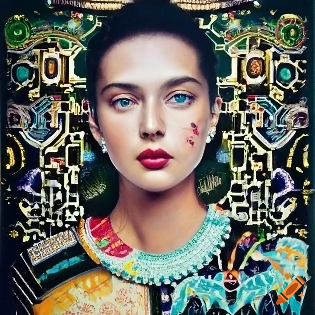 Intricate portrait of a female high fashion model, extravagant, facing ...