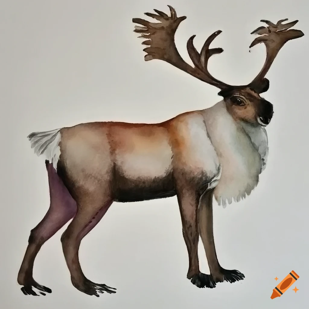 Watercolour caribou full body realistic on Craiyon