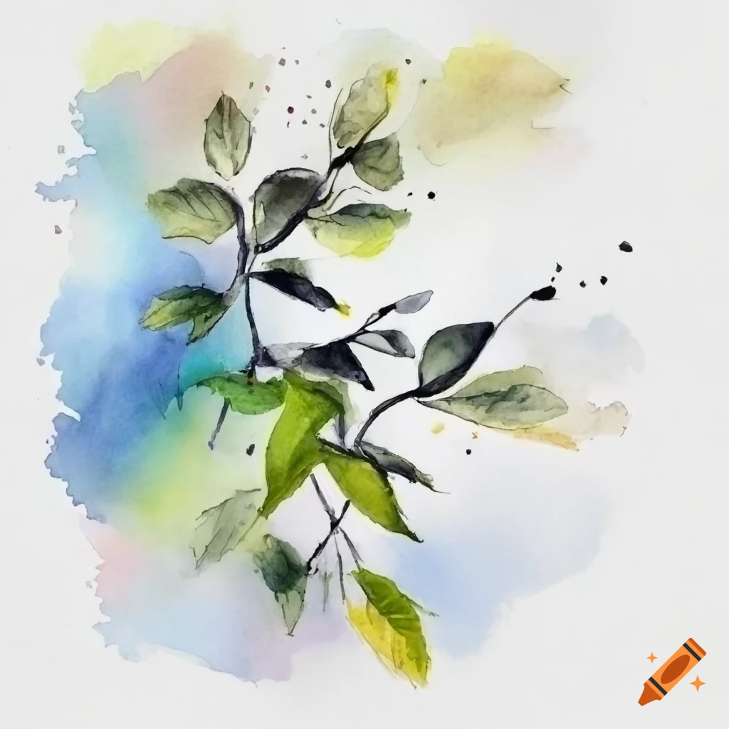 Plant branch watercolor painting on Craiyon