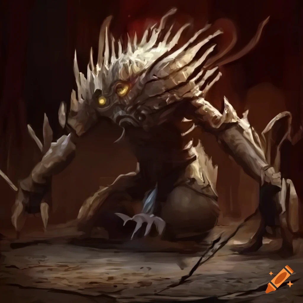 Machine tha look like creature, builded from metal parts, in magic the ...