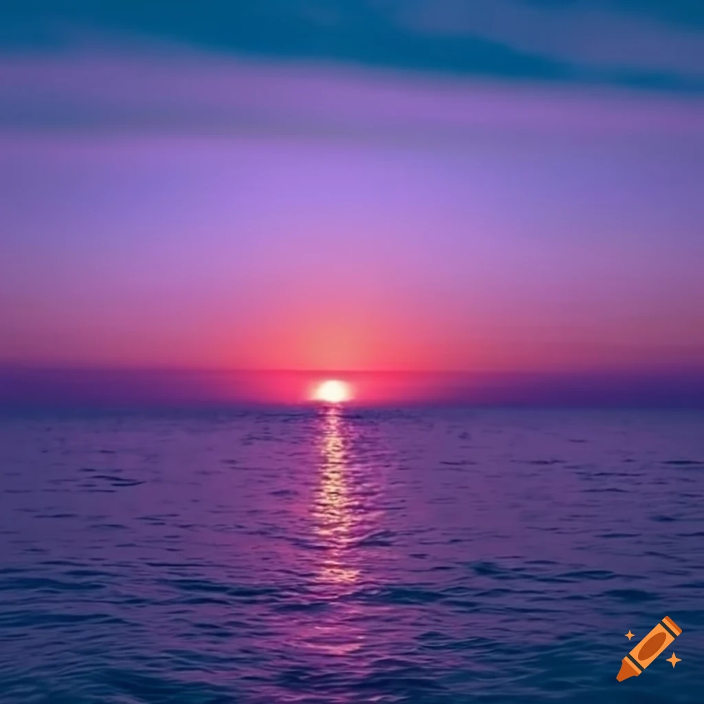 Purple blueish sea sunset on Craiyon