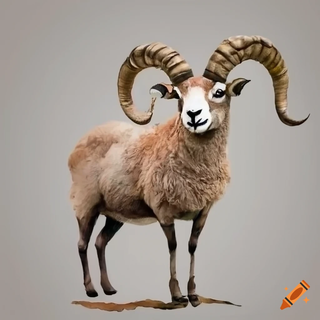 Watercolour full-body dall sheep on Craiyon