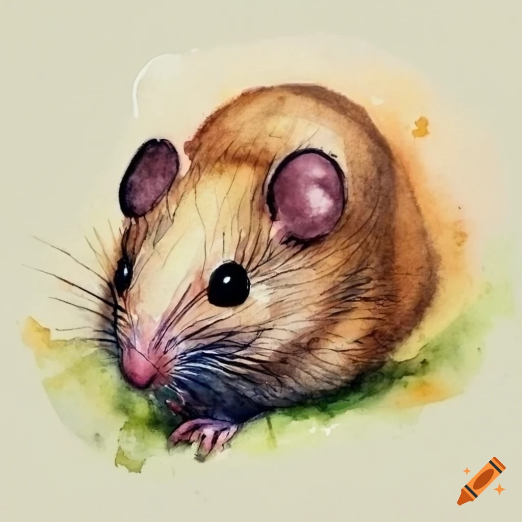 Watercolour woodland jumping mouse