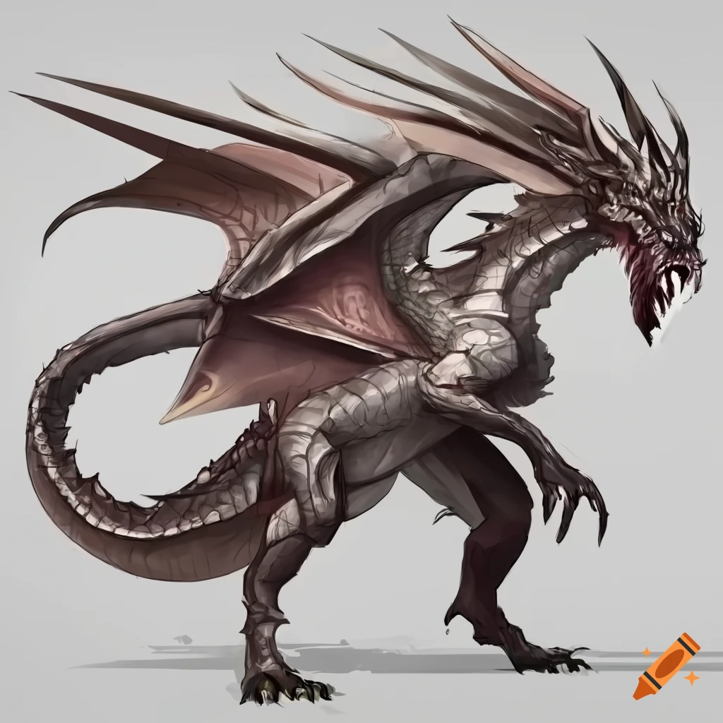 Dragon full body concept designs, side view on Craiyon