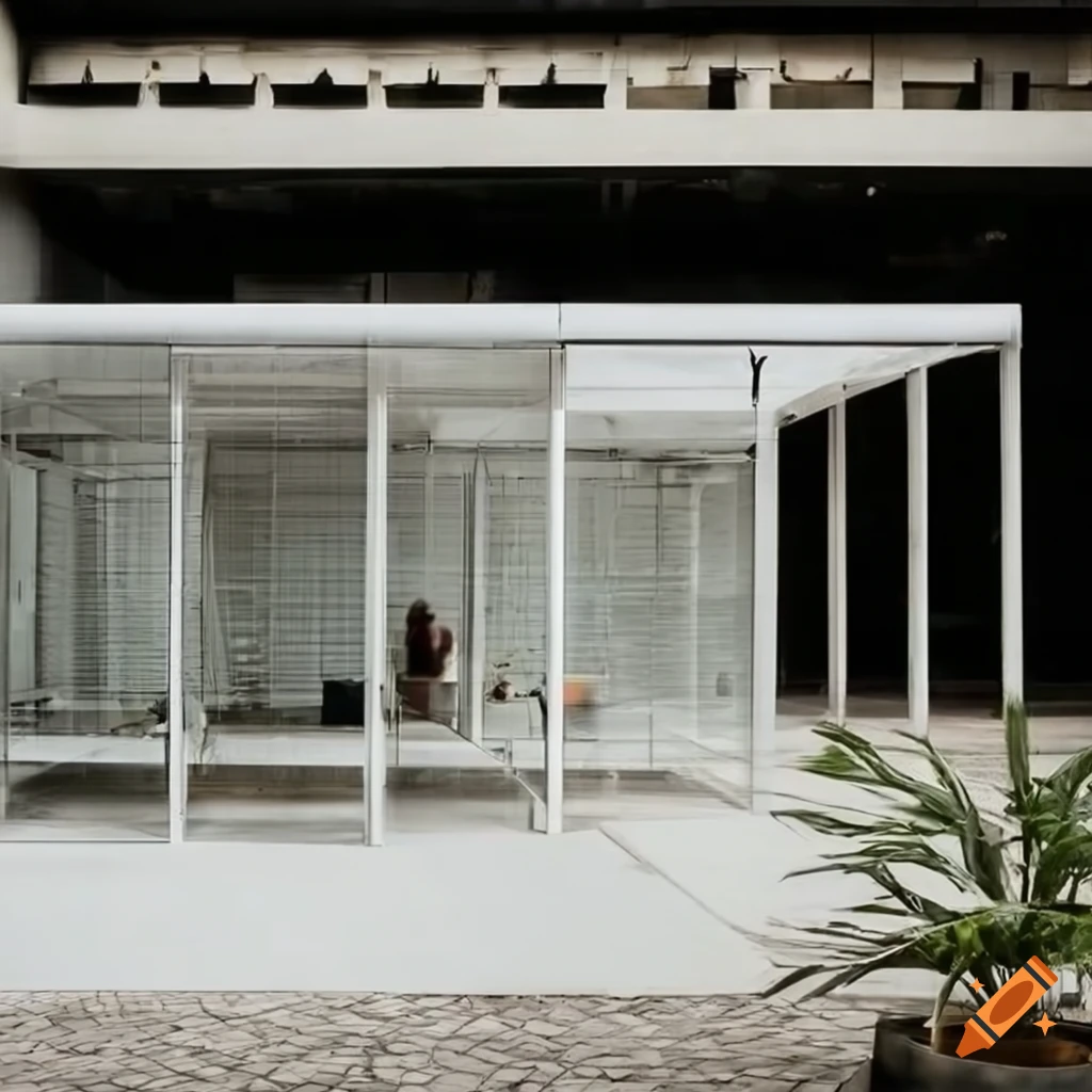 Three large ENCLOSED white boxy modular coffee pavilions offset from ...