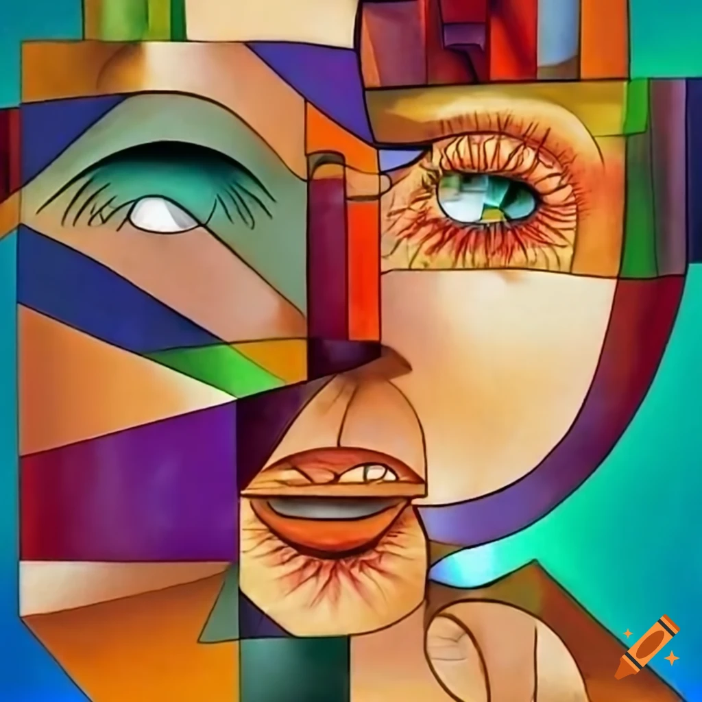 Cubism, eyes opening and closing on Craiyon