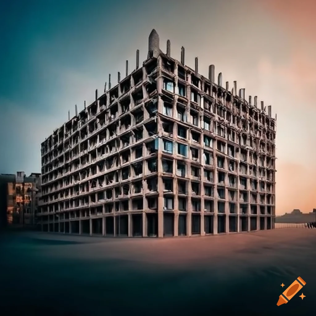 An avant-garde building showcasing modern and brutalist architecture