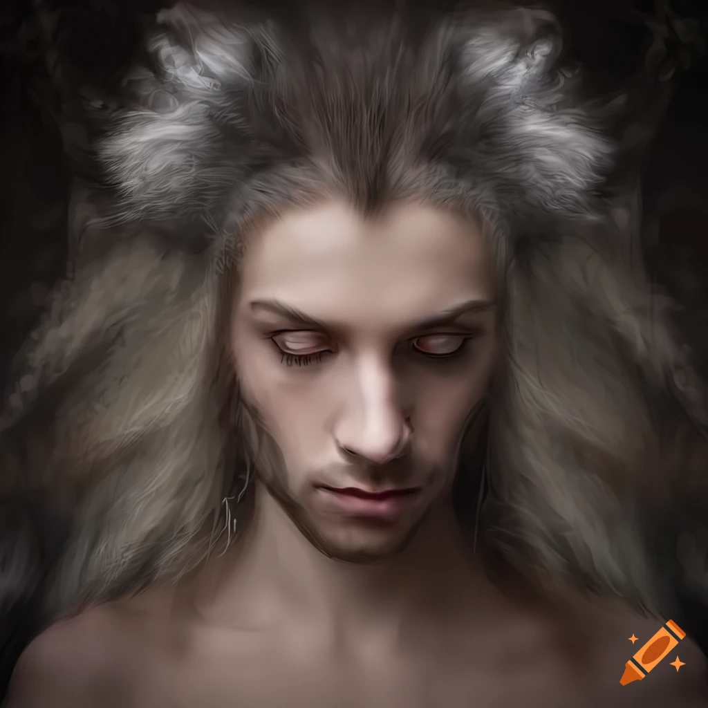 Fantasy man with wolf hair