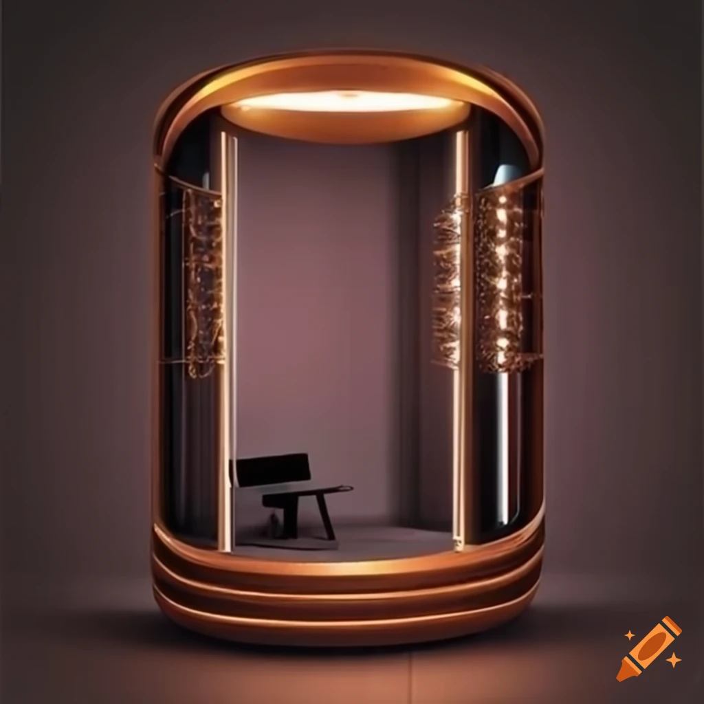 Sound proof luxurious closed video booth with warm lightings hanging ...