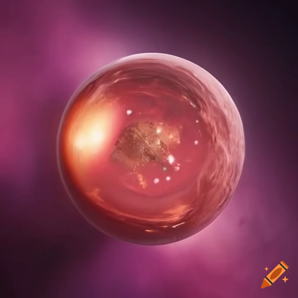 A mezmerizing glass planet shining rose gold in amog universe on Craiyon