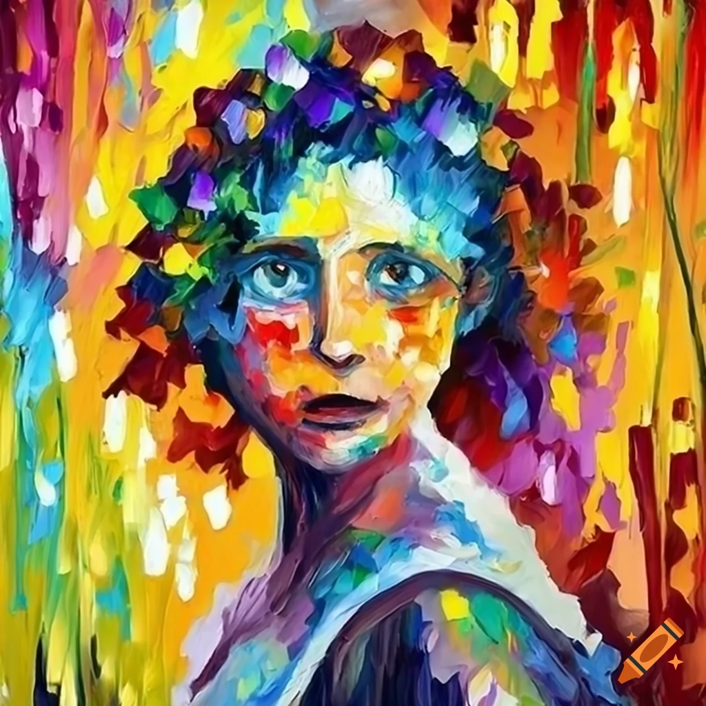 Lioel messy portrait 1. palette: "use a vibrant and colorful palette ...