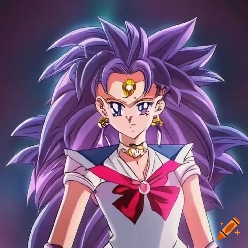 Sailor moon with ssj hair unleashing powerful energy, high definition
