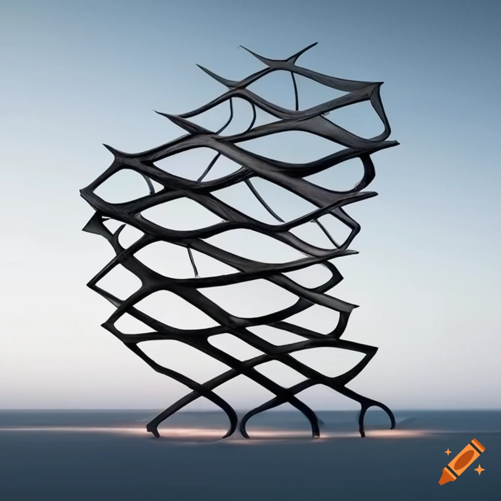 Zaha Hadid inspired grapevine trellis structure of cut tree branches on ...