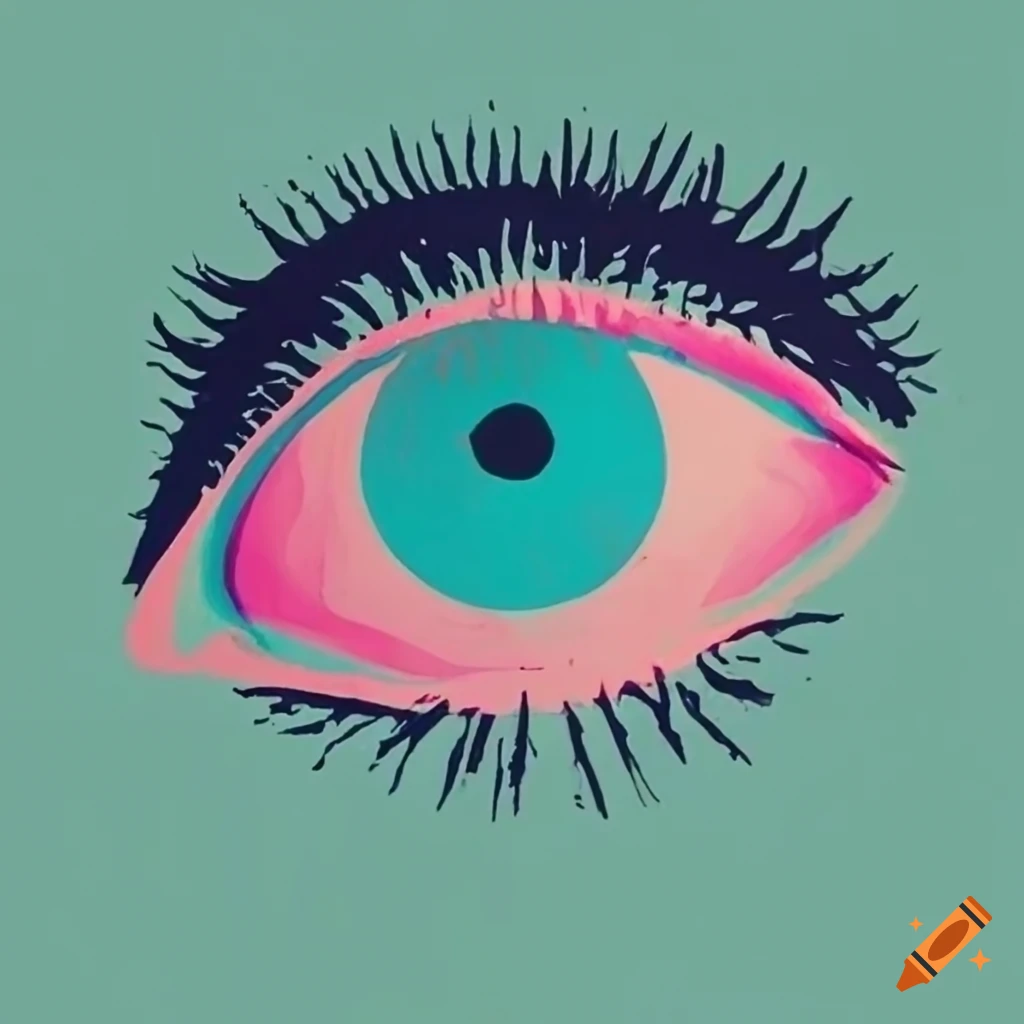 A minimalist screen print of an eye on Craiyon