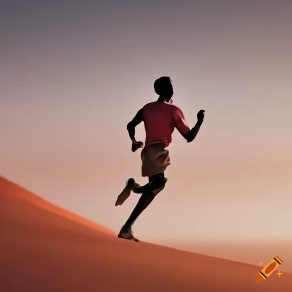 Men running desert on Craiyon
