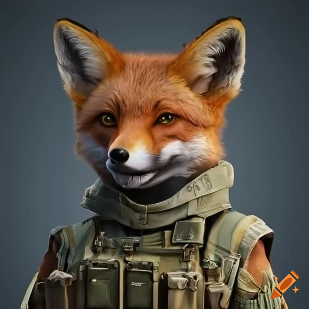 Military-fox ultra realistic style