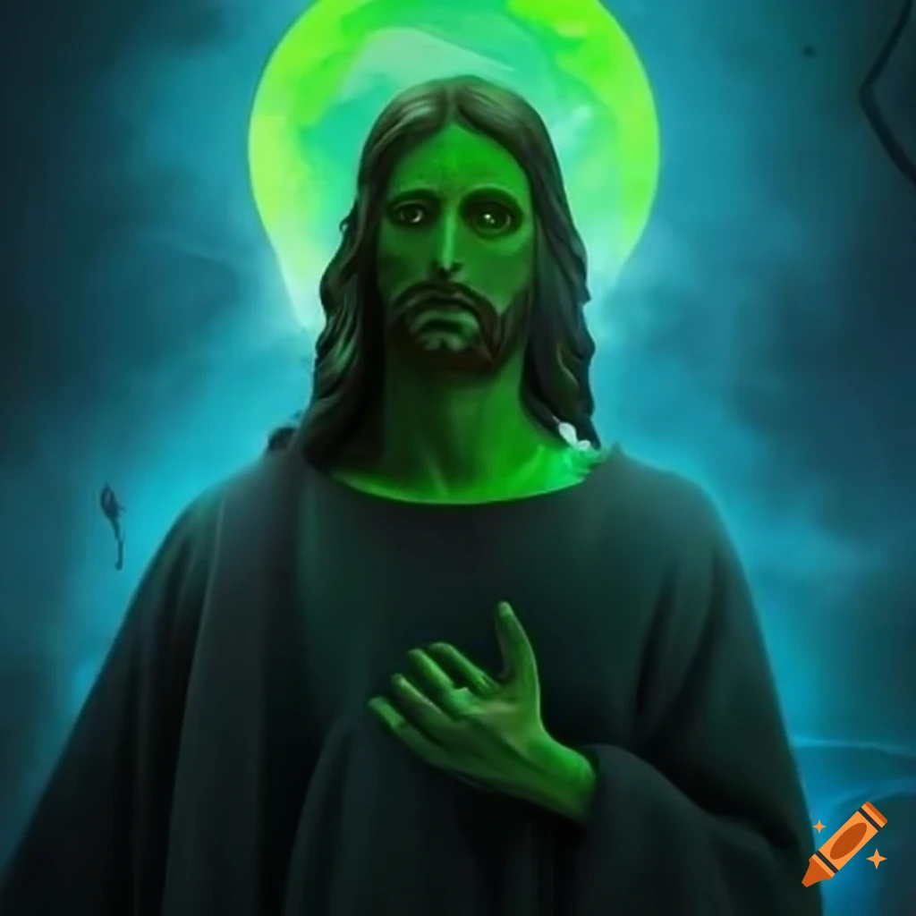 Jesus and a green alien