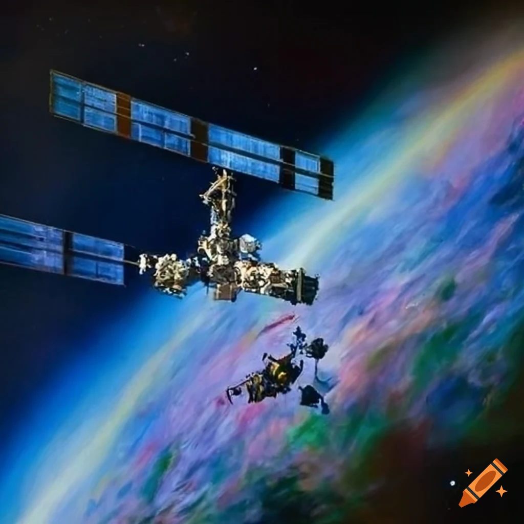 Monet painting of space station on Craiyon