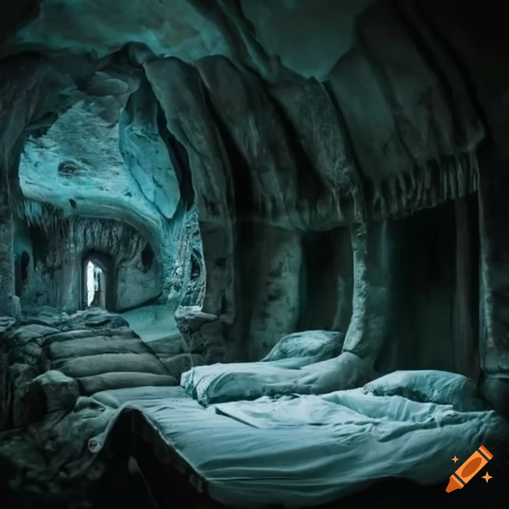 Bed in a sinister cave