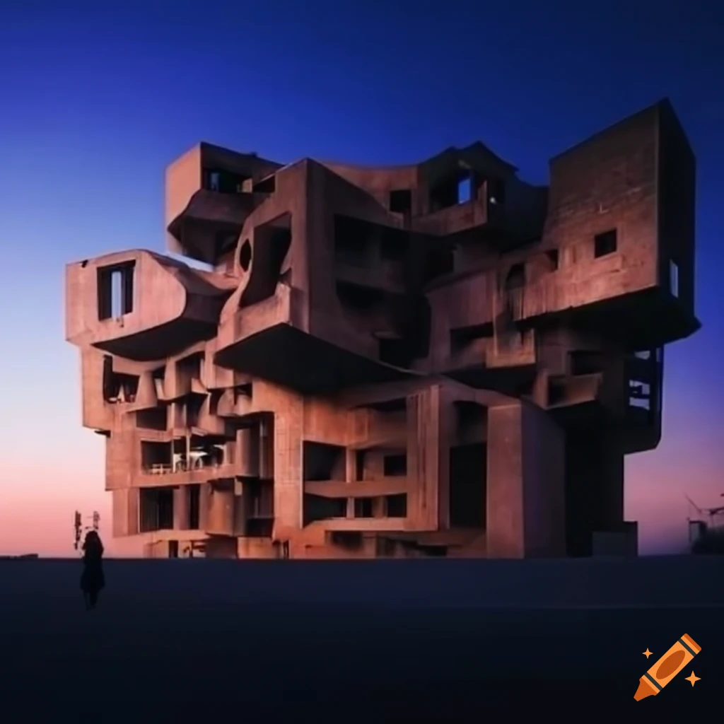 An avant-garde building showcasing modern and brutalist architecture