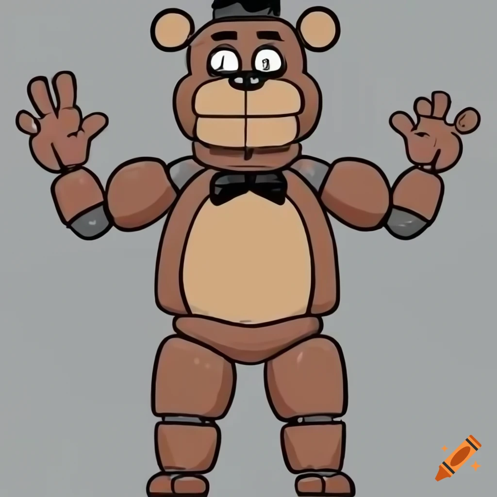 Illustration of a cartoon freddy fazbear waving at the viewer, 80s ...