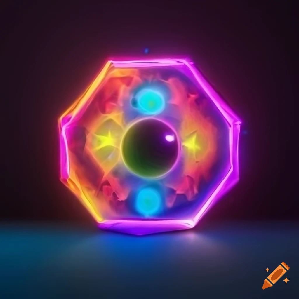 Neon rainbow universe Galactic gods eye dodecahedron on Craiyon