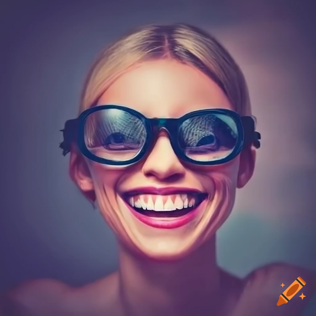 Smiling face with goggles vintage photo on Craiyon