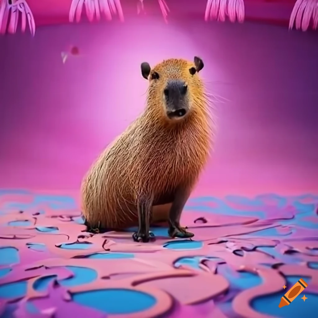 Capybara attending the barbie movie premiere on Craiyon