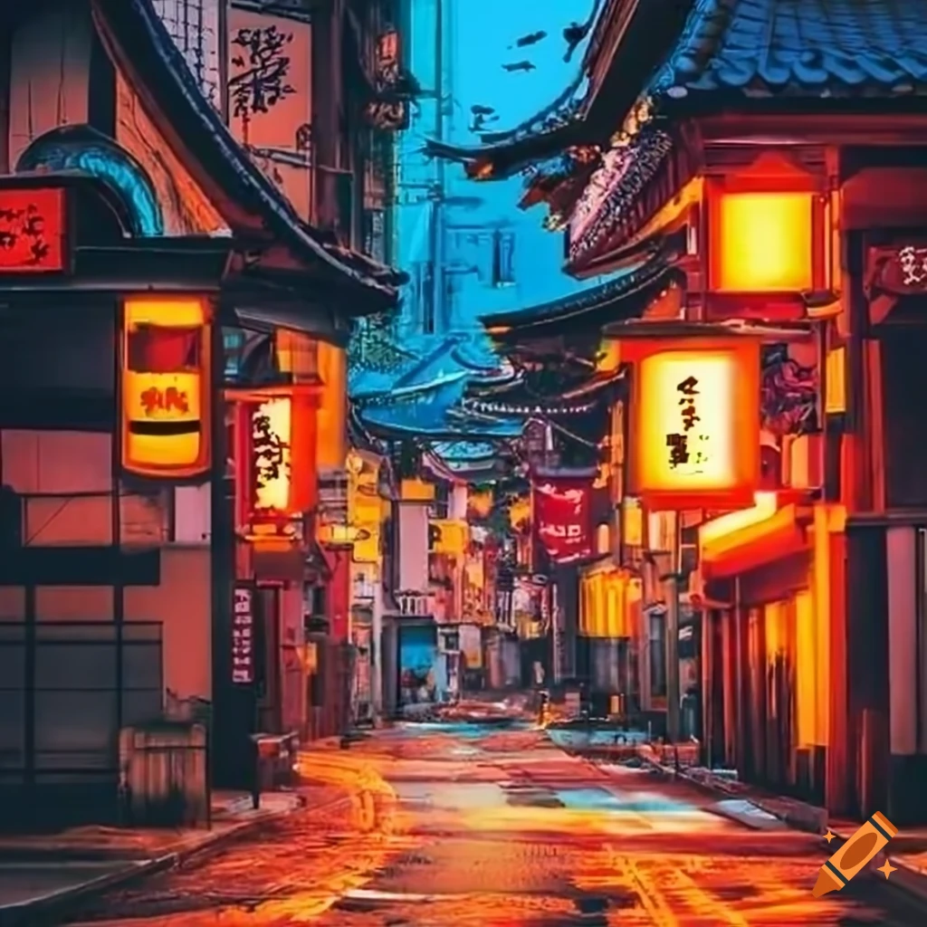 Vibrant japanese street on Craiyon