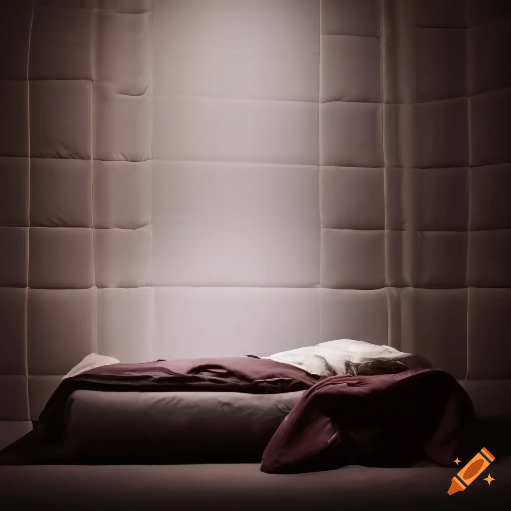 A padded room with a bed on Craiyon