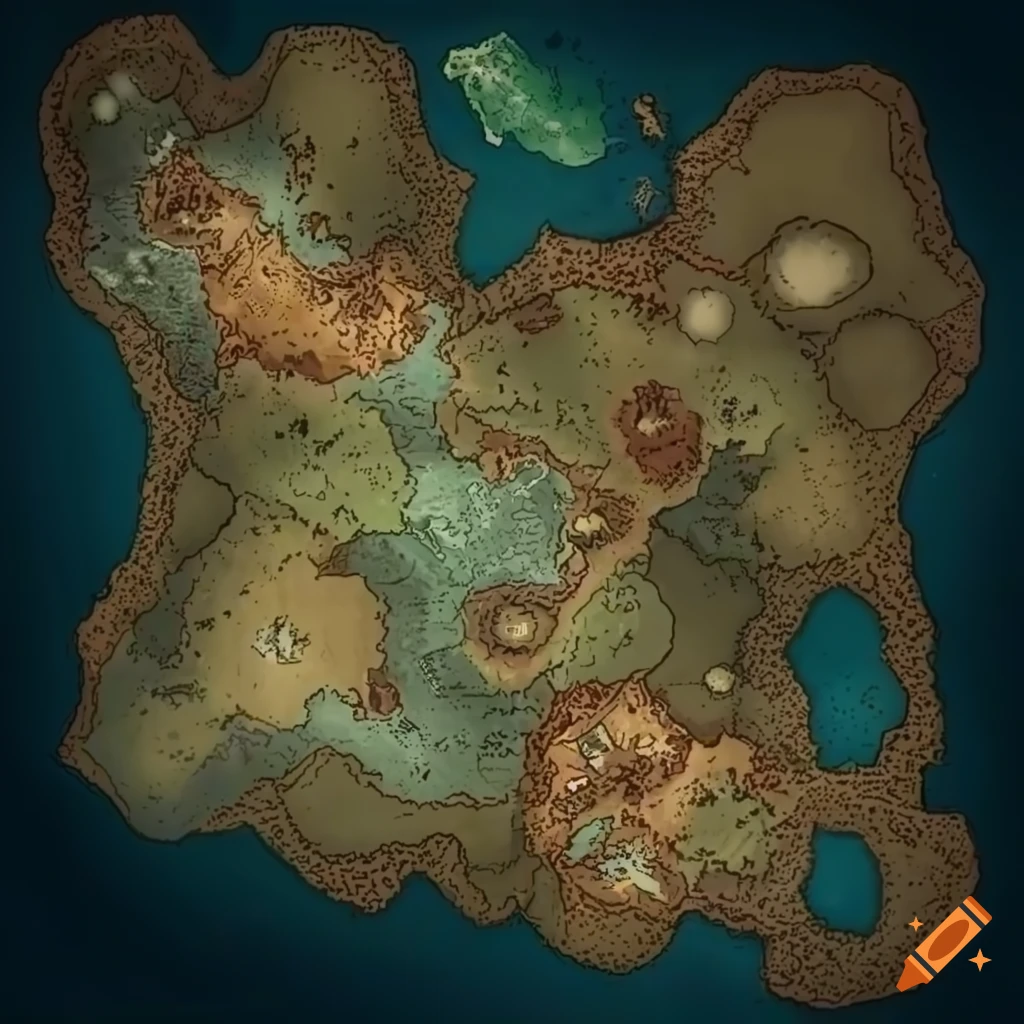 A dnd map with different biomes on a large scale on Craiyon