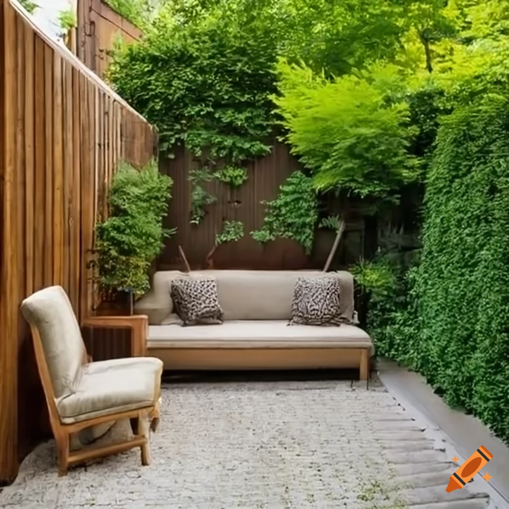 Small narrow backyard relaxing space