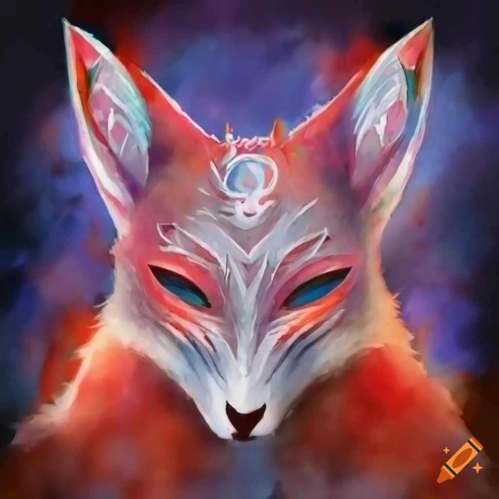 Kitsune humanoid character art otherworldly playful on Craiyon