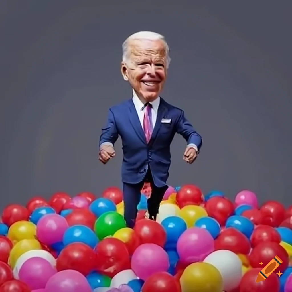 Joe biden floating on a ball pit eating a ice-cream on Craiyon
