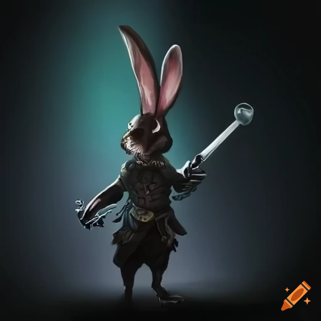 Rabbit wielding short-swords with a necklace on Craiyon