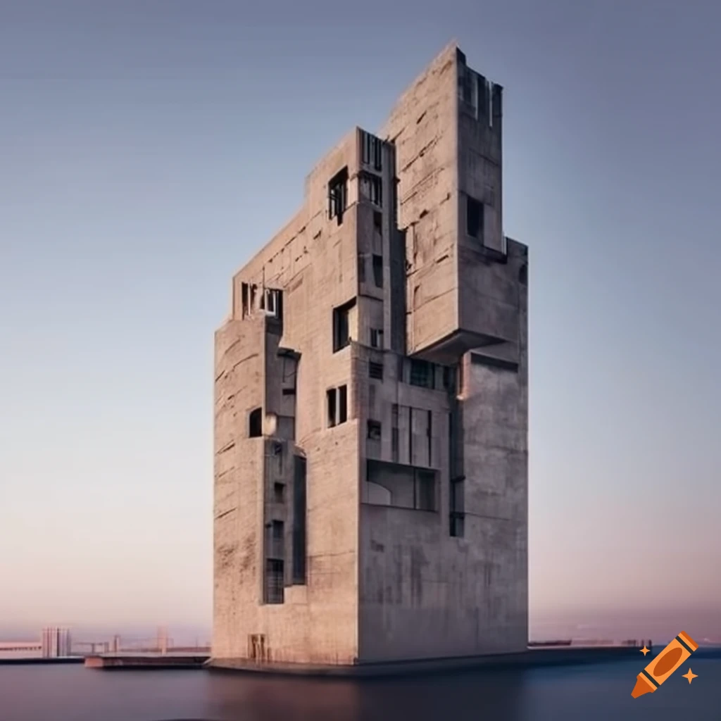An avant-garde building showcasing modern and brutalist architecture on Craiyon