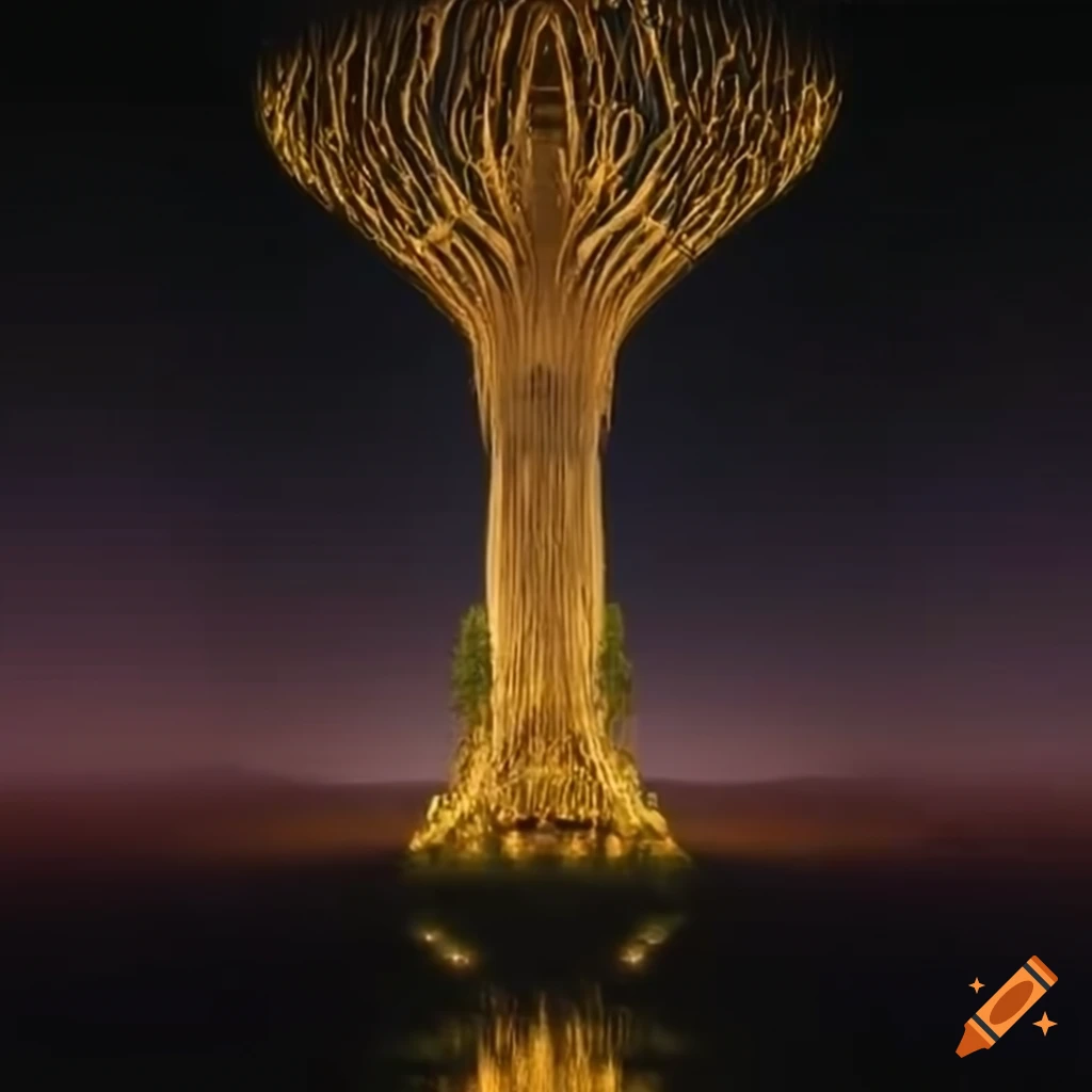 An utopian skyscraper shaped like an oak tree on Craiyon