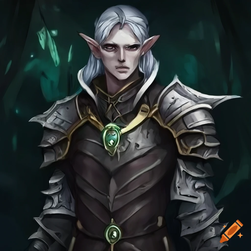 Anime_Undead_Half_elf_man_with_dark_grey_hair_and_grey_skin_and_yellow ...