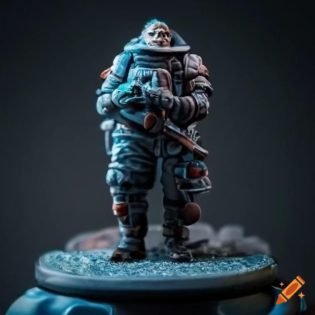 100MM macro photograph of a cyberpunk character table top rpg mini ...
