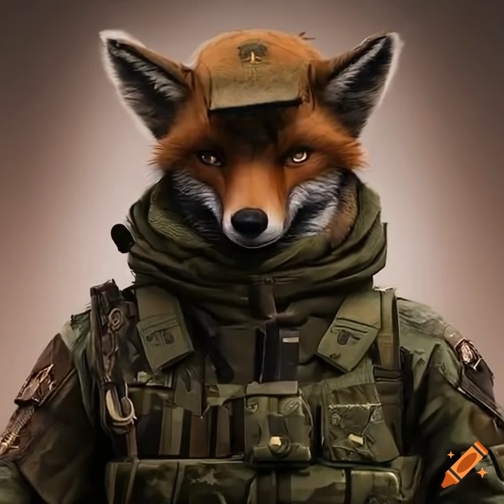 Military-fox ultra realistic style