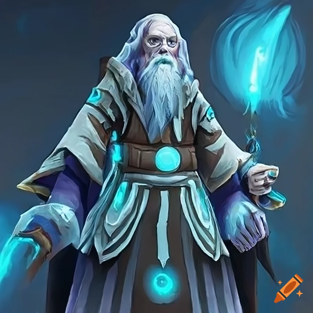 Blue skin space old wizard on Craiyon