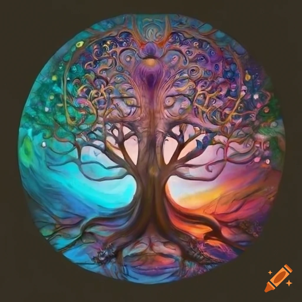 The tree of life inside a circle on Craiyon