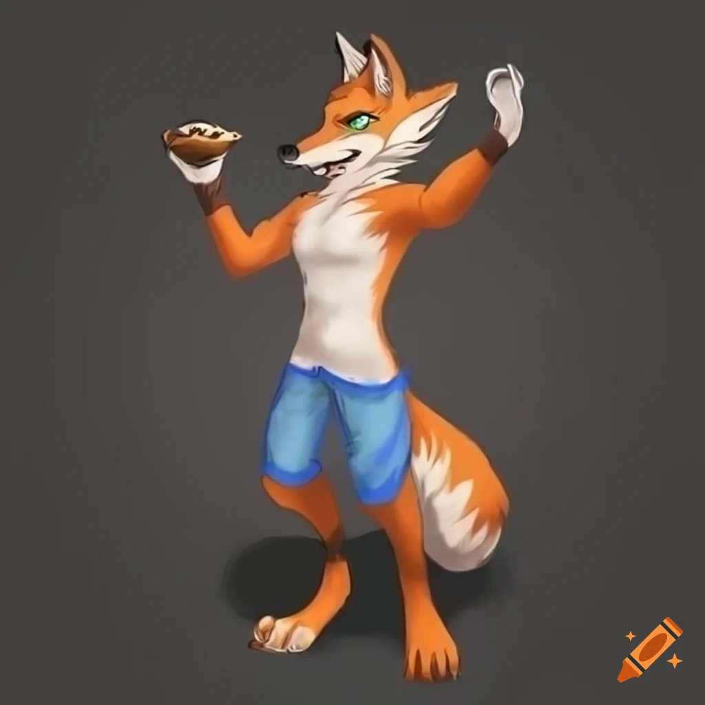 Furry fox anthro character smiling full body on Craiyon