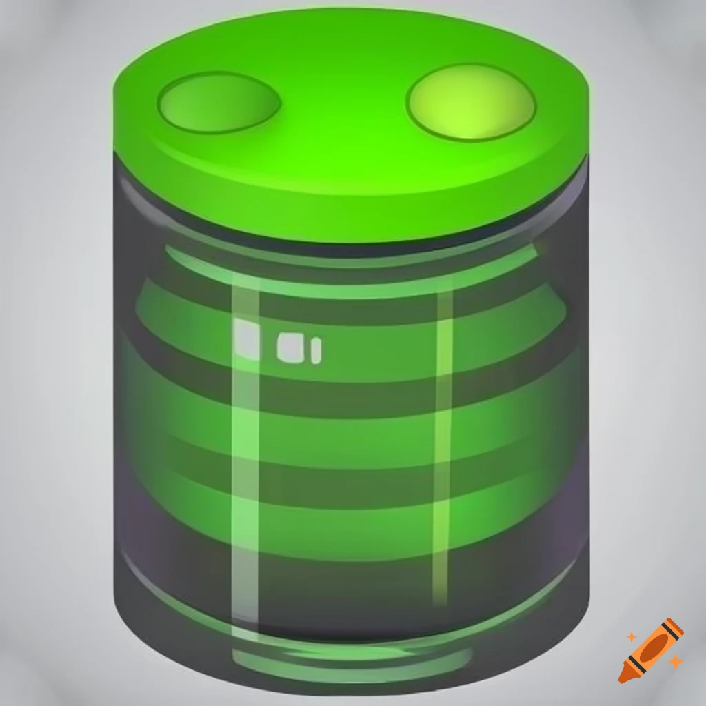 Illustration of green bioethanol container icon on white background on ...