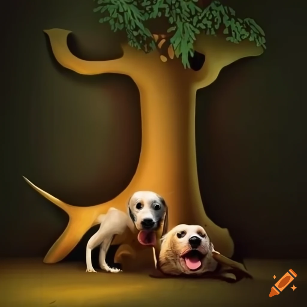 Tree and dog on Craiyon