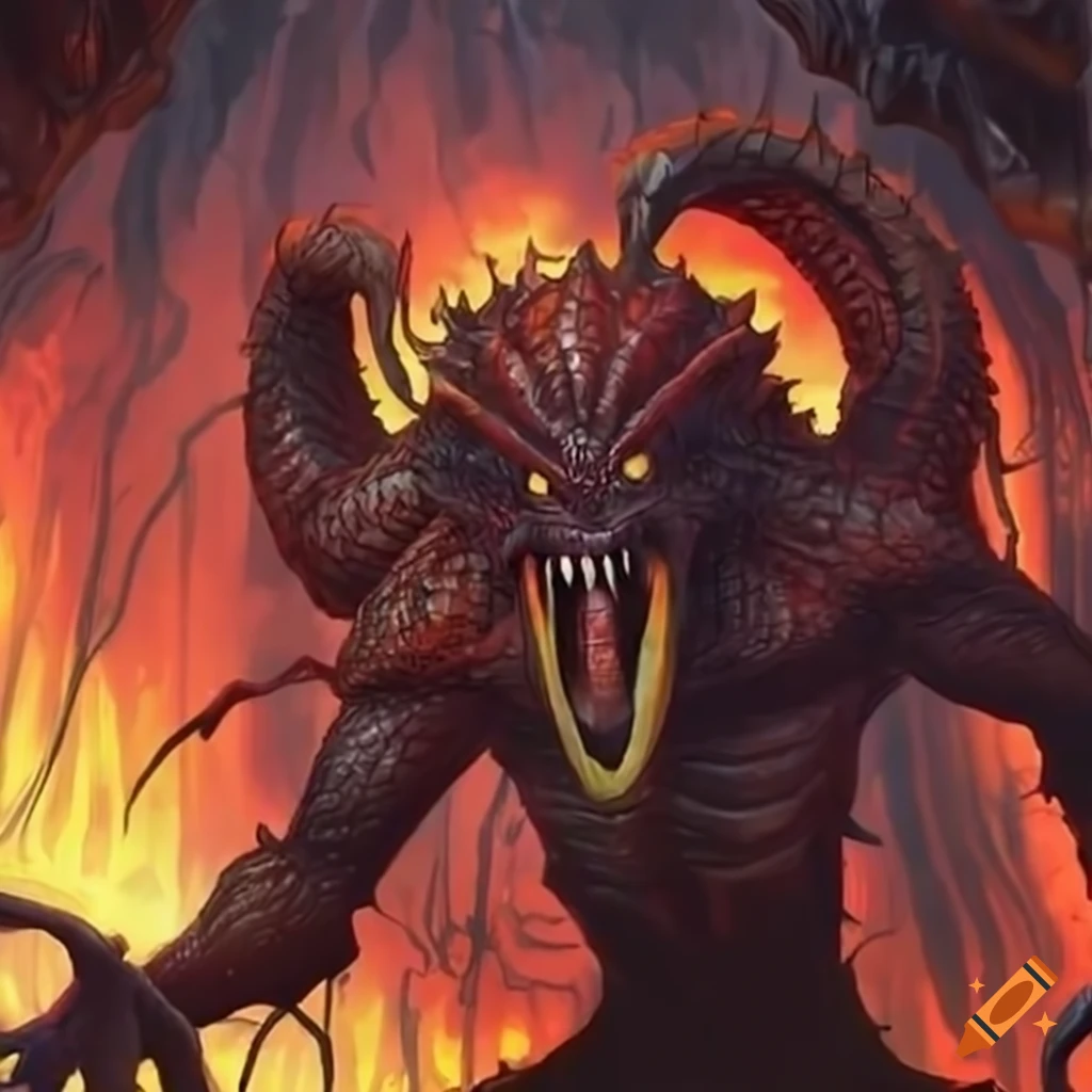 Dungeons and dragons balrog monster coming through magical archway on ...