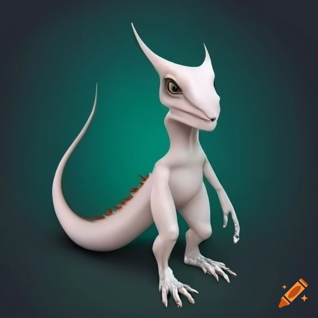 3d render of white anthro lizard woman on Craiyon