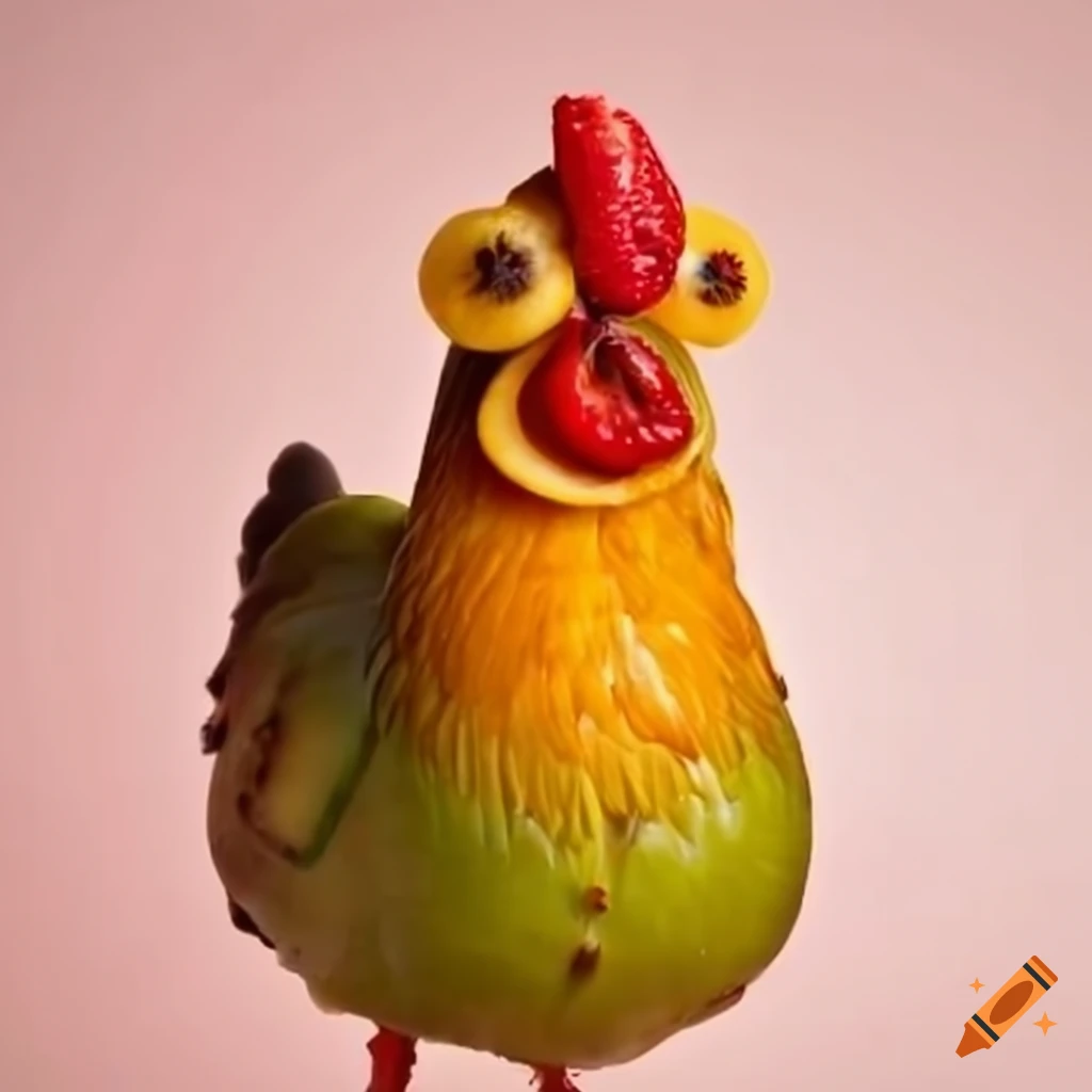 Chicken made of fruit