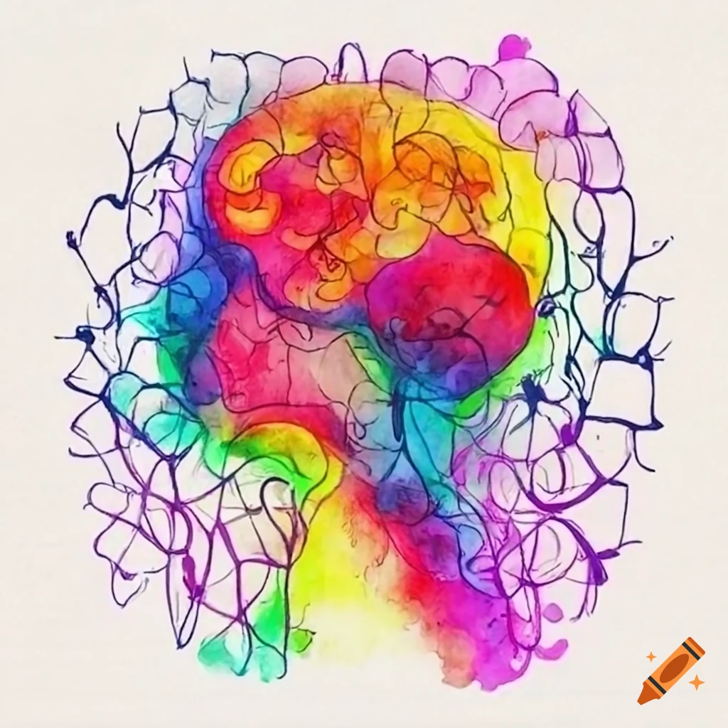 A simpel drawing representing students in mental health research on Craiyon