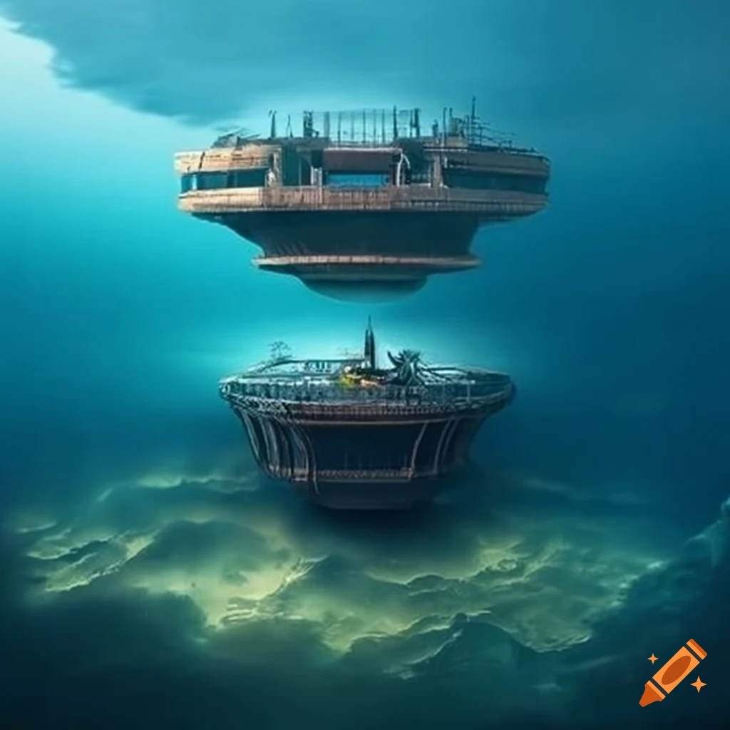 A breathtaking floating outpost in a mystical ocean on Craiyon